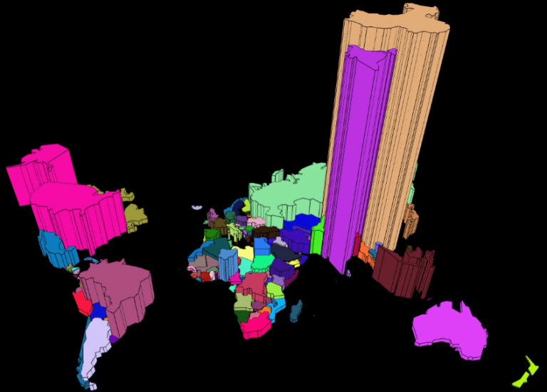 Height = Country Population | Wondering Maps
