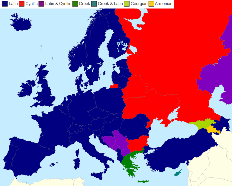 Europe's Alphabet Languages Map