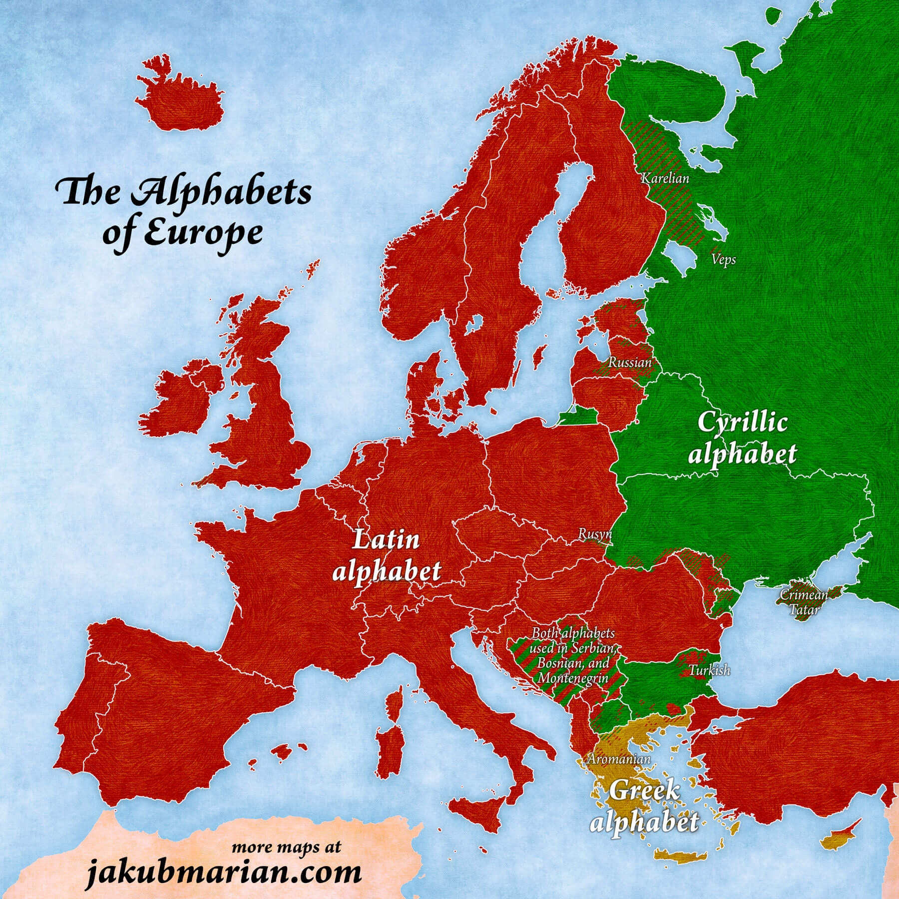 Europe's Alphabet Languages Map