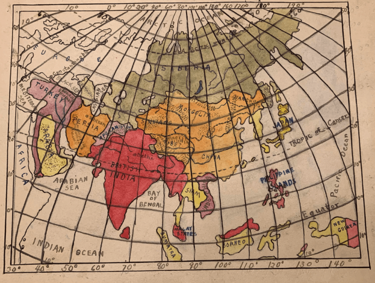 Hand-Drawn Map of Asia, c. 1910s | Wondering Maps