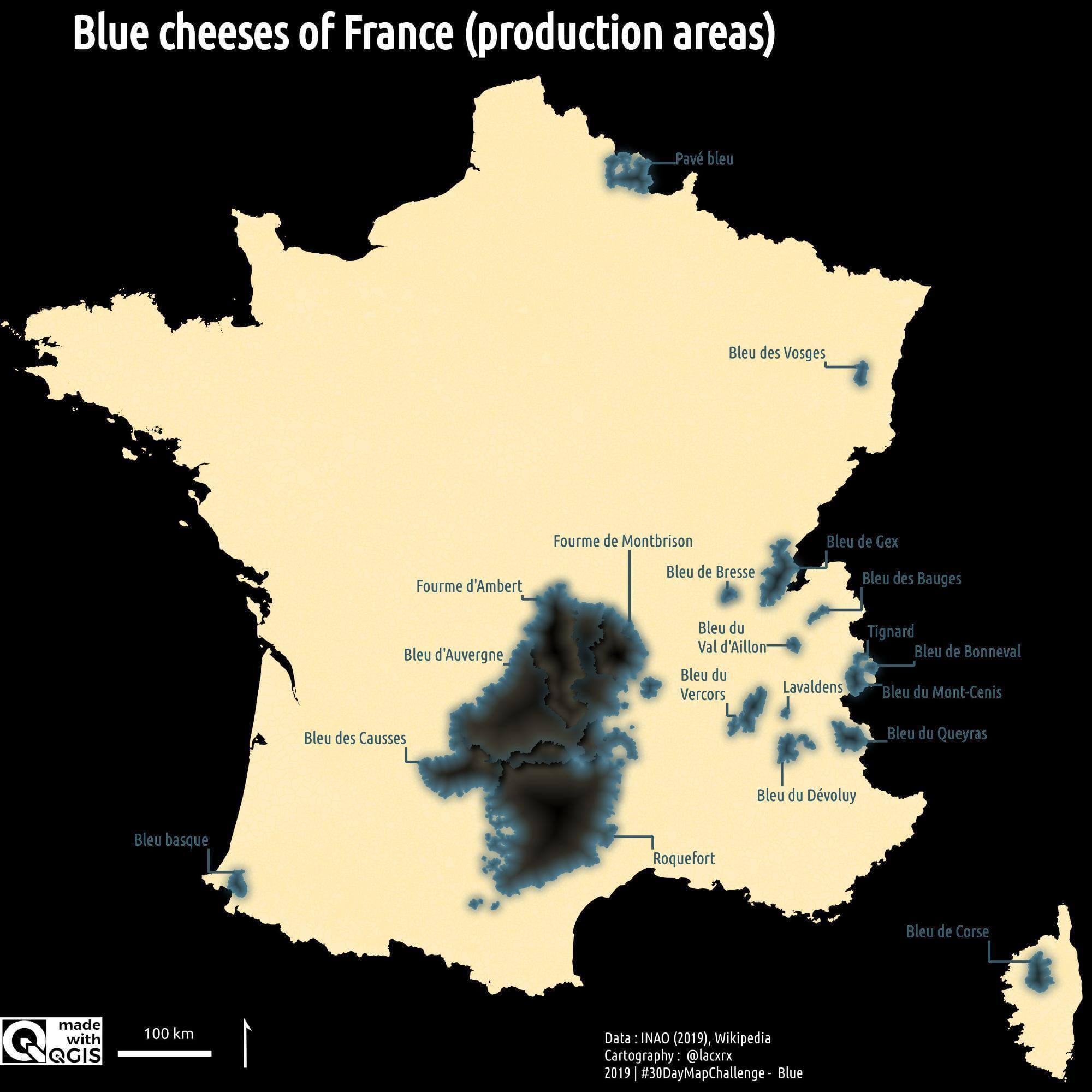 France Map: Blue Cheese Production Areas