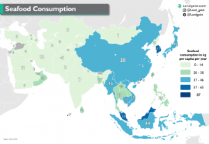 Seafood Consumption in Asia Map | Wondering Maps