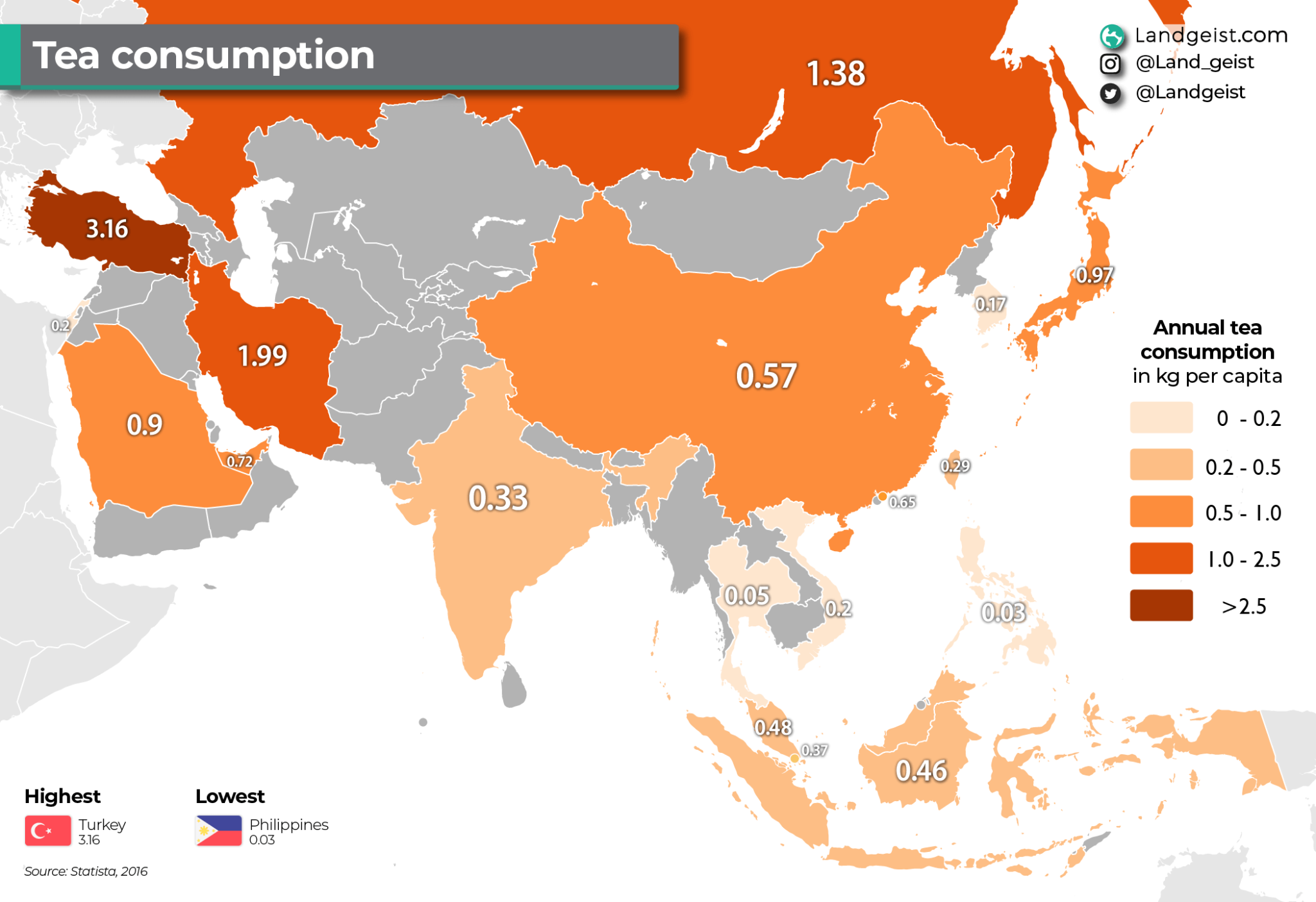 Tea Consumption In Asia Map - Wondering Maps
