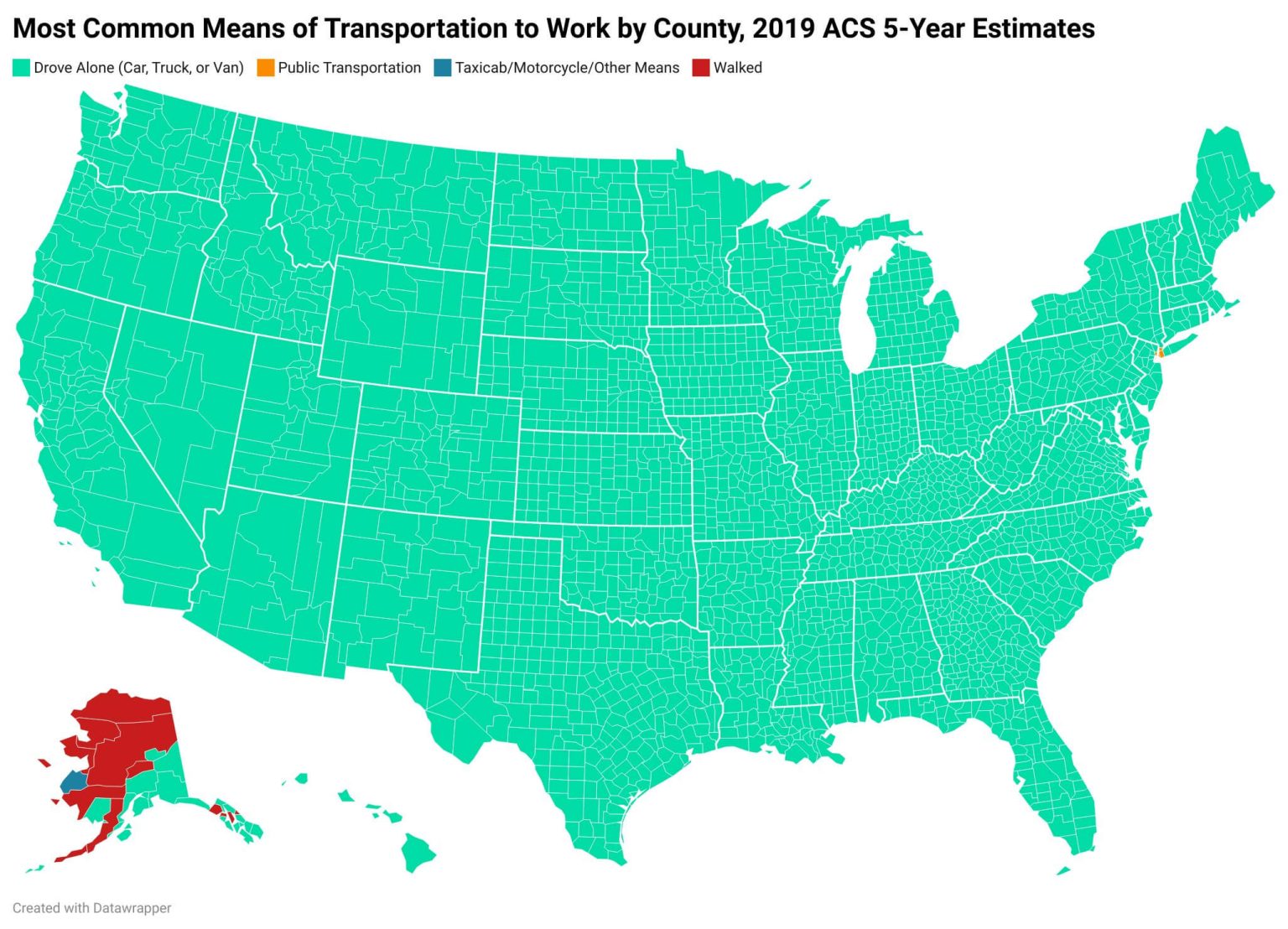 U.S. Work Transportation Map - Wondering Maps